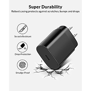 25W USB C Fast Charger for Samsung Galaxy S23/S23+/S23 Ultra/S22/S21/S21+/S21 Ultra/S20 Plus/Note 20/Note 10/A71/A51/A23/A21/A14/A10E, 2Pack Type C Fast Wall Charger Block with 6FT USB C to C Cable
