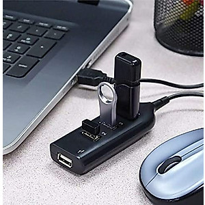 FDBV USB 2.0 Hi-Speed 4-Port Splitter Hub for PC Notebook High Speed Computer (Black)