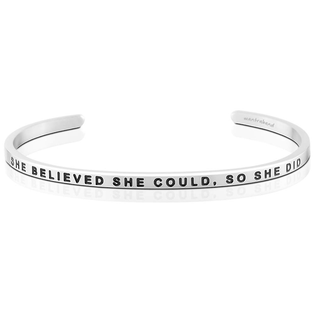 MantraBand Bracelets - Inspirational Engraved Adjustable Mantra Band Cuff Bracelet - Silver color - Gifts for Women