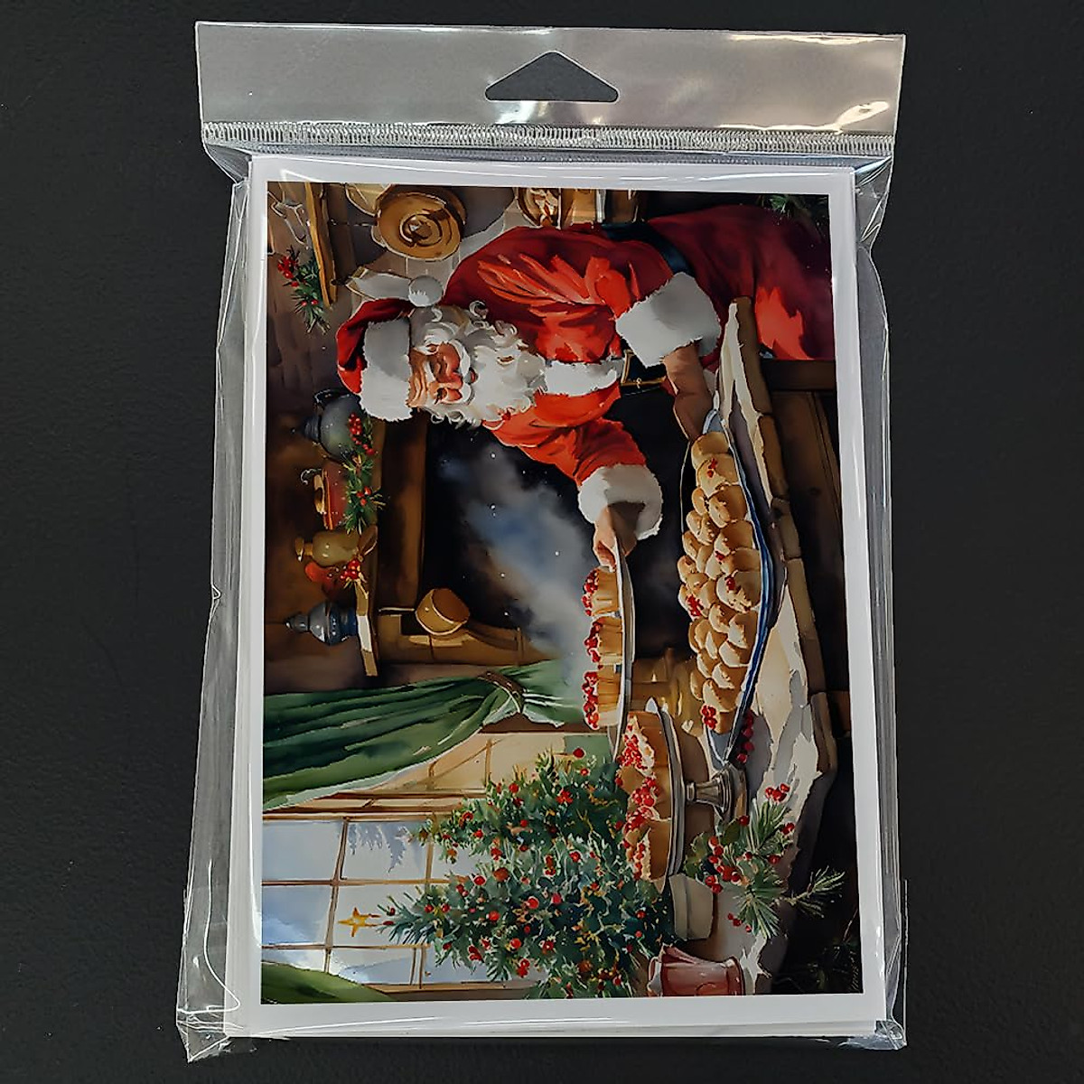 Caroline's Treasures DAC3290GCA7P Cookies with Santa Claus Greeting Cards Pack of 8 Blank Cards with Envelopes Whimsical A7 Size 5x7 Blank Note Cards