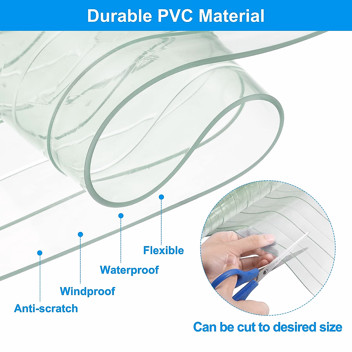 PATIKIL 6.8' x 7.5" Plastic Vinyl Strip Curtain, Clear PVC Freezer Curtain with Mounting Bracket for Walk-in Freezer Coolers Door Warehouse, Transparent