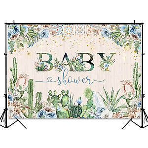 Mocsicka Boho Fiesta Baby Shower Backdrop for Boy Cactus Baby Shower Party Decorations MexicanTaco Bout Baby Background Cake Table Banner(7x5ft (82x60 inch))