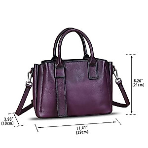 Genuine Leather Satchel for Women Top Handle Bags Handmade Purse Vintage Crossbody Handbags Retro Leather Hobo Bag (Purple)