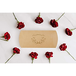 Eupako 6.3x3.7x1 Kraft Pillow Boxes 50 Pack Large Pillow Gift Box Brown Paper Candy Favor Boxes with Twines for Wedding Party