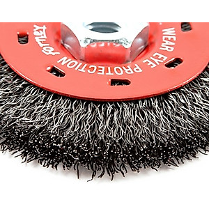 Forney 72788 Wire Wheel Brush, Coarse Crimped with 5/8-Inch-11 Threaded Arbor, 4-Inch-by-.014-Inch