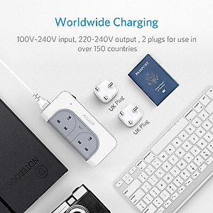 BESTEK 200W Voltage Converter 100V to 240V with 4-Port USB Charging All World Contries to US Travel Charger (White)