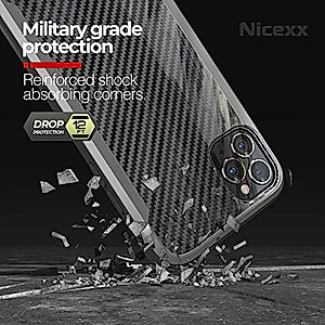 Nicexx Designed for iPhone 11 Pro Case with Carbon Fiber Pattern, 12ft. Drop Tested, Wireless Charging Compatible - Black