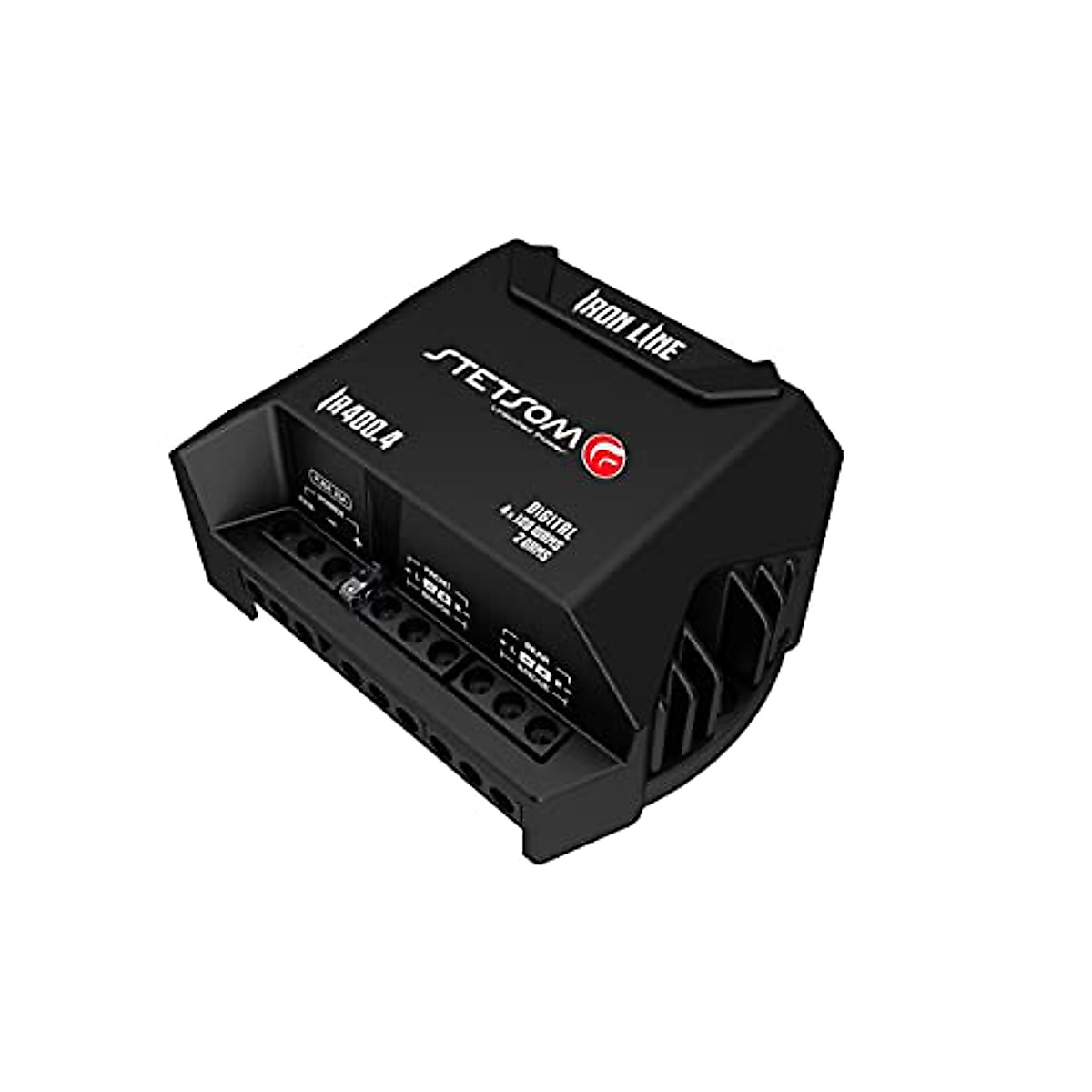 Stetsom IR 400.4 2 Ohms Compact Digital 4 Channels Amplifier, IRON LINE, 400 Watts RMS 400x4, 2Ω Stable, Multichannel Digital Car Audio Amp TS, Full-Range Sound Quality, Crossover