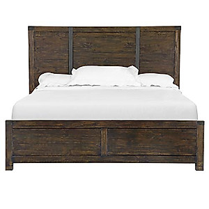 BOWERY HILL Transitional Wood Pine Finish Hill King Panel Bed