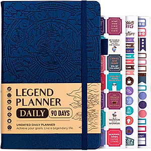 Legend Planner Daily for 3 Months – Undated Monthly Weekly & Daily Planner to Hit Goals. Organizer & Productivity Journal, A5 (Mystic Blue)