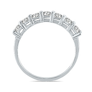 AGS Certified 1 Carat TW Seven Stone Diamond Wedding Band in 14K White Gold
