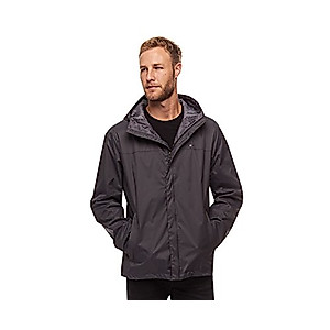 Tommy Hilfiger Men's Lightweight Breathable Waterproof Hooded Jacket, Charcoal, Large