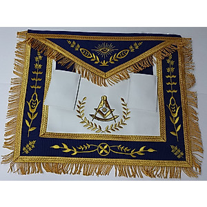 Zest4Canada Past Master Royal Blue Apron Gold Embroidered with Fringe