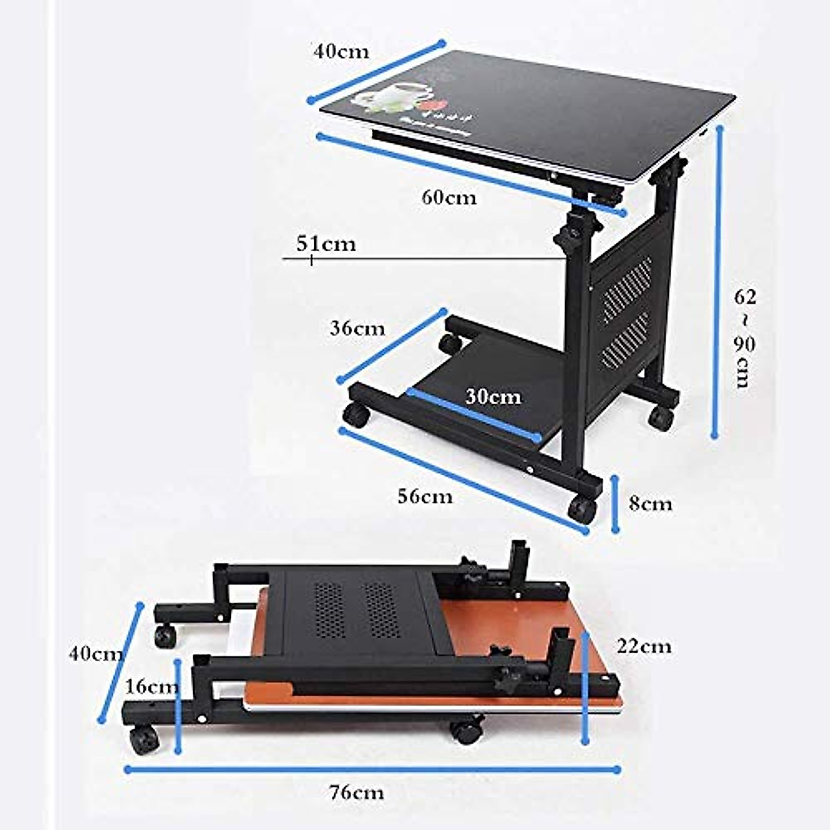 FUFU Mobile Computer Desk - Lifting Height 62-90cm