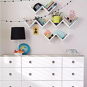 Floating Shelves W Shape Floating Shelves for Children’s Room Nursery, Wall Mounted Display Shelves Storage Unit, Modern Home Decor Wall Shelf Bookshelves for Living Room,Office,Bedroom,Bathroom,Kitch