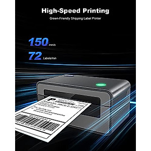 POLONO Shipping Label Printer Gray, 4x6 Thermal Label Printer for Shipping Packages, Commercial Direct Thermal Label Maker, Label Holder, Thermal Label Holder for Fan-Fold and Roll Labels