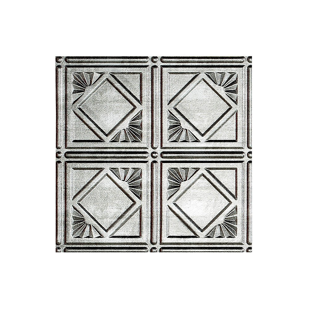 FASÄDE Traditional Style/Pattern 4 Decorative Vinyl Glue Up Ceiling Panel in Crosshatch Silver (12X12 Inch Sample)
