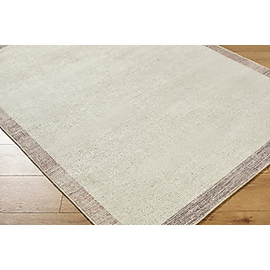 Livabliss x Our PNW Home Olympic Solid Border Area Rug, 7'10" x 10', Ivory/Brown