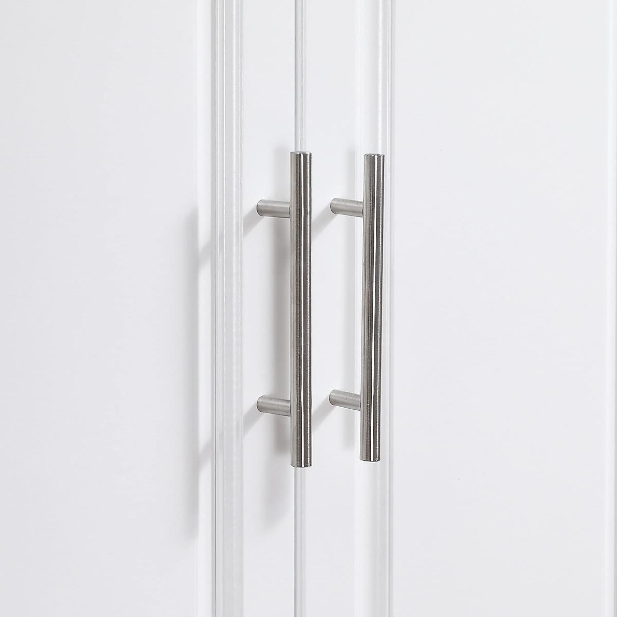 HOMCOM Rolling Kitchen Island with Storage, Portable Kitchen Cart with Stainless Steel Top, 2 Drawers, Spice, Knife and Towel Rack and Cabinets, White