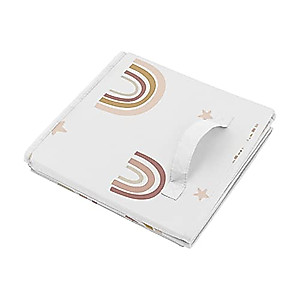 Sweet Jojo Designs Boho Rainbow Girl Small Fabric Toy Bin Storage Box Chest For Baby Nursery Kid Room - Blush Pink Dusty Rose Gold Yellow Mauve Taupe Beige Tan Bohemian Stars Sun Celestial Vintage Sky