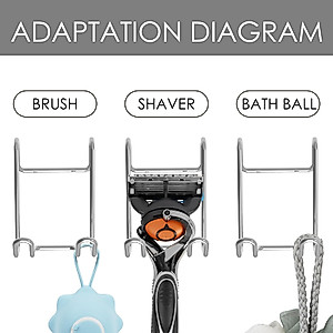 Linkidea Shower Caddy Shelf Hooks, Stainless Steel Hangers for Wall Mounted Shower Room Basket Attachment, Organize Loofah, Razor, Body Brush, Compatible with Gillette Fusion5 (Silver 4Pack)