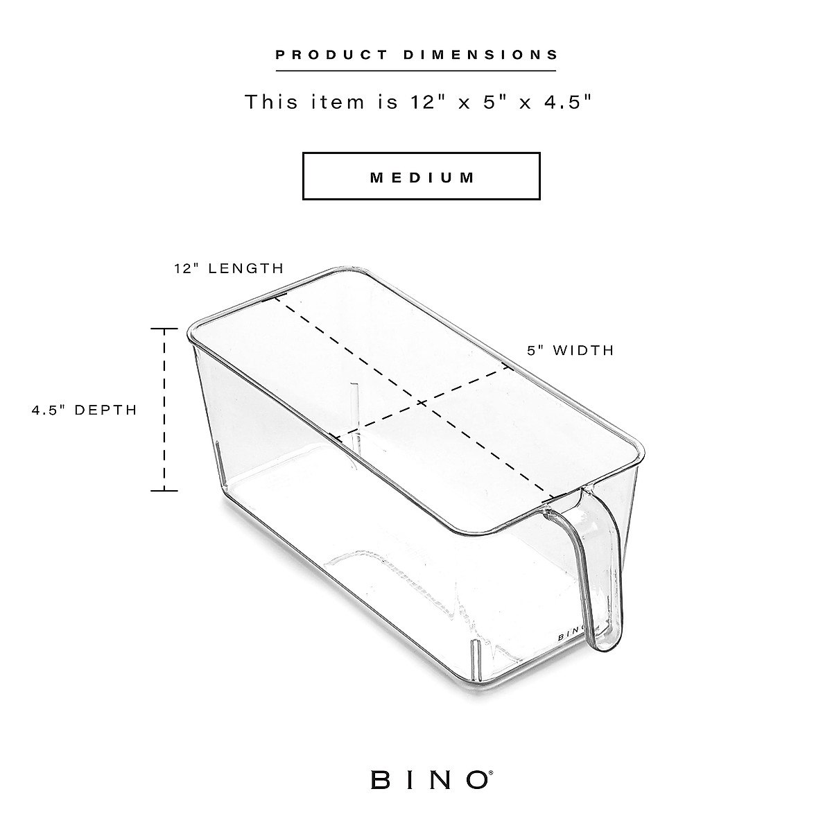 BINO l Plastic Storage Bins l THE HOLDER COLLECTION l 4-Pack, Medium Multi-Use Clear Containers for Organizing with Built-in Handles l Pantry Organization & Storage l Kitchen Organizer l Storage Bins