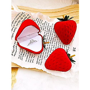 Strawberry Ring Box Strawberry Shaped Velvet Ring Jewelry Storage Box Gift Box,Ring Earrings Jewelry Counter Display Props