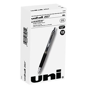 uniball Gel Pens, 207 Signo Gel with 0.5mm Micro Point, 12 Count, Black Pens are Fraud Proof