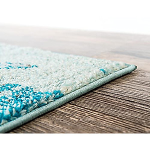 Unique Loom Positano Collection Coastal Modern Fish Light Blue Area Rug (4' x 6')