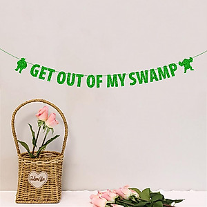 Get out of my Swamp Bunting Banner, Shrek Theme Birthday Party Decor, Funny Housewarming Party Decorations, Shrek Themed Party, Green Glitter