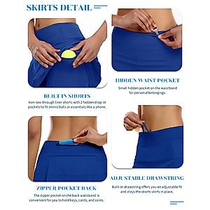 Ganado Tennis Skorts Skirts for Women with 4 Pockets Pleated Golf Skirt High Waisted Athletic Skort Workout Sports Skirt(Enamel Blue,Small)