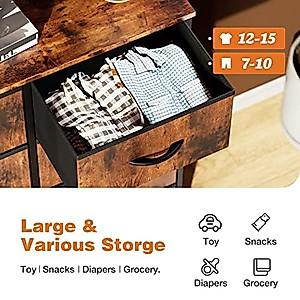 Sweetcrispy Dresser for Bedroom, Chest of 8 Drawers Cloth Dresser, Closet Storage Clothes Organizer Tower with Fabric Bins, Metal Frame, Wood Tabletop for Living Room, Kids Room, Nursery, Entryway