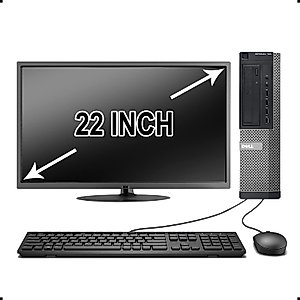 DELL OptiPlex 790 Desktop Computer Package - Quad Core i5 3.1-GHz, 4GB RAM, 250GB HDD, DVD, 22 Inch LCD, Keyboard, Mouse, WiFi, Bluetooth, Windows 10 (Renewed)