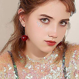 4 Pairs 3D Lifelike Red Cherry Dangle Drop Earrings Creative Assorted Cute Fruits Earring Charm Sweet Jewelry Set for Women (Red+WineRed)