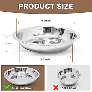 12 Pcs Stainless Steel Cat Bowls - Metal Shallow Cat Bowls - Whisker Fatigue Relief Food Water Dish - Replacement Basic Cat Plates for Elevated Stand Dishwasher Safe Pet Supplies (6.3 Inch Diameter)