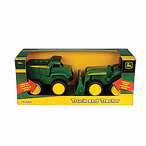 John Deere Vehicle Set - Includes Dump Truck Toy and Tractor Toy with Loader - Kids Outdoor Toys - Kids Construction Toys and Sandbox Toys - 6 Inches - 2 Count - Ages 18 Months and Up