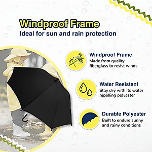 The Weather Station Children's Mini Manual Rain Umbrella, Metal, Windproof, Lightweight, and Packable for Travel, Full 30 Inch Arc, Black