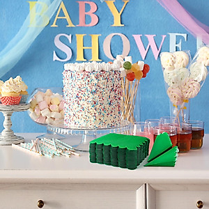 100 Pcs Scalloped Cocktail Napkins Thick Paper Napkins Disposable Party Napkins Beverage Napkins for Wedding Dinner Birthday Supplies, 5 x 5 Inches (Green)