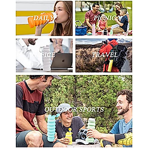 Nefeeko Collapsible Water Bottle, 26oz Silicone Foldable Water Bottles Leakproof BPA Free Travel Water Bottles with Carabiner, Portable Sport Water Bottles for Camping,Hiking Outdoor Indoor Sport