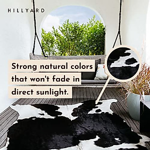 Hillyard Cowhide Rug Premium Black and White Real Handcrafted Grade A Natural Cowhide Rug - Sustainably Sourced and Lasts Longer Black and White Extra Large Cut - 7.5 x 6.5 ft