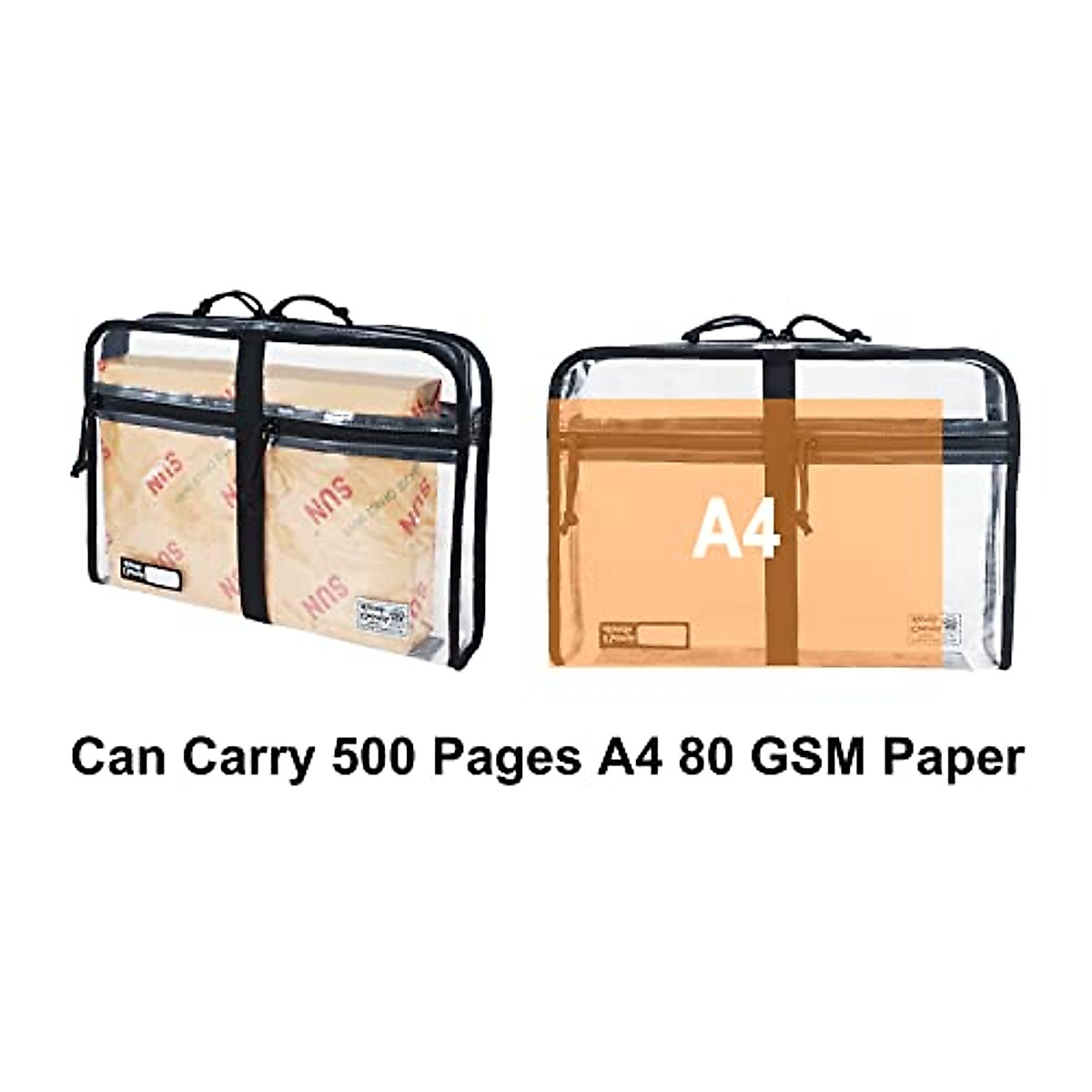 Rough Enough Clear Document Bag Plastic File Folder Pouch Organizer Art Portfolio Case Small for A4 Paper Notebook School Supplies for Teachers