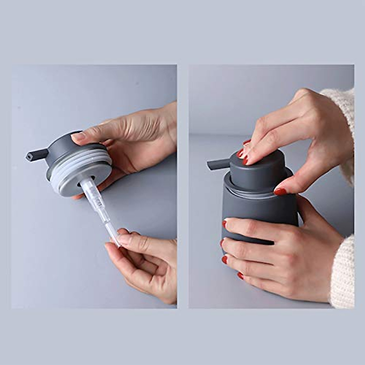 Refillable Liquid Hand Soap Dispenser Decorative Ceramic Refillable Liquid Soap Dispenser Pump Bottle for Bathroom, Kitchen Sink - Holds Hand Soap, Dish Soap. Ceramics Foam soap Dispenser Pump Bottle