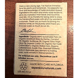 Aspen Kay Naturals Coffee & Oatmeal Exfoliating Soap, Natural and Organic Ingredients. A Wonderful Exfoliating Body Soap, For Men & Women. GMO Free. 4.5 oz Bar (1 Pack)