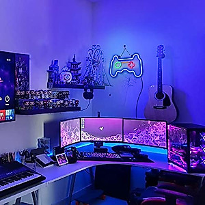 SOLIDEE Led Dimmable Neon Signs Wall Decorations For Living Room|Bedroom Gamepad Controller Shape Neon Sign Lights Game Room Decor Accessories Cool Teen Boys|Girls|Kids Gamer Gifts