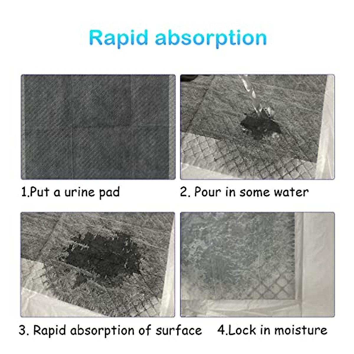 MUYG Disposable Rabbit Pee Pads,50PCS 17.7"x23.6" Pet Pees Pad,Cage Black Carbon Liner,Super Absorbent Leak Proof Cushion Reduce Odor Bunny Training Accessories for Kitten Puppy Hamster Hedgehog(Gray)