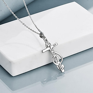 Music Gift for Women Musical Note Cross Necklace for Women Sterling Silver Conformation Jewelry Choir Gifts for Women