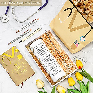 Domensi 6 Pcs Nurse Week Appreciation Gifts for Women Medical Nursing Assistant 20 oz Marble Sign Tumbler Makeup Bag Notepad with Ballpoint Pen for Graduation Nursing Student(Khaki)