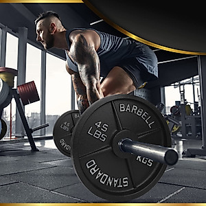 Cast Iron Olympic Weight Plates – Free Weights with 2-inch Hole & Anti-Rust Hammertone Finish - Ideal for Strength Training, Crossfit Equipment & Home Gym Set – Sold in Pairs - 2.5LB–45LB