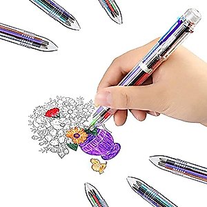 SMTTW 4 Pack 0.5mm 6-in-1 Multicolor Ballpoint Pen - Best for Smooth Writing-Retractable Ballpoint Pens for Office School Supplies Students Children Unique Gifts
