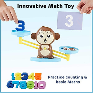 Dimple Monkey Balance Counting Educational Math Toy for Girls and Boys, STEM Toys for Ages 4 5 6 7 8 Year olds, Kindergarden Preschool Learning Numbers Toy, Kids Number Game